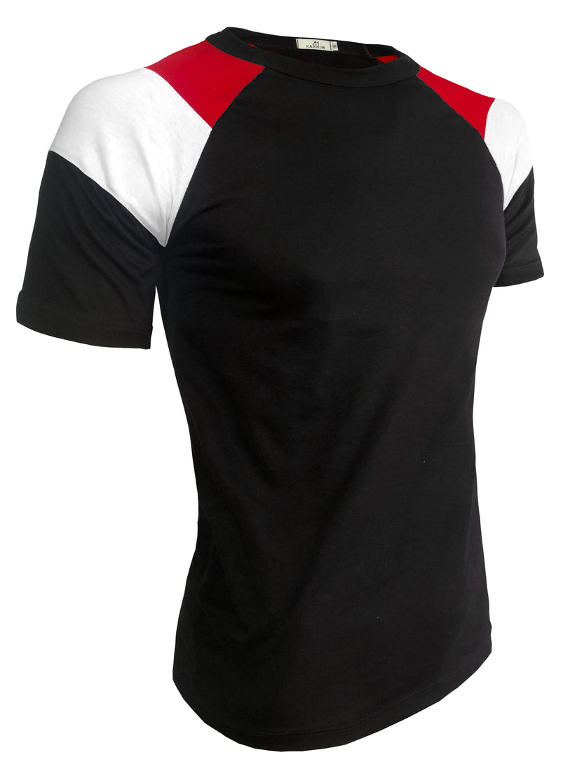 Playera Manga Ranglan Manga Corta Manga Combinada #A077 – KARHIM ...