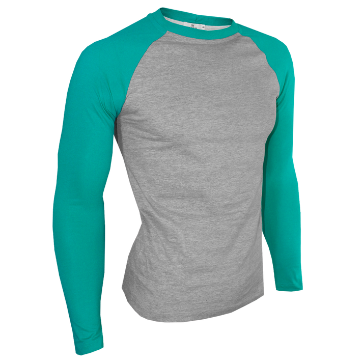 Playera Manga Ranglan Manga Larga Lisa – Torso Gris Jaspe #A023 ...